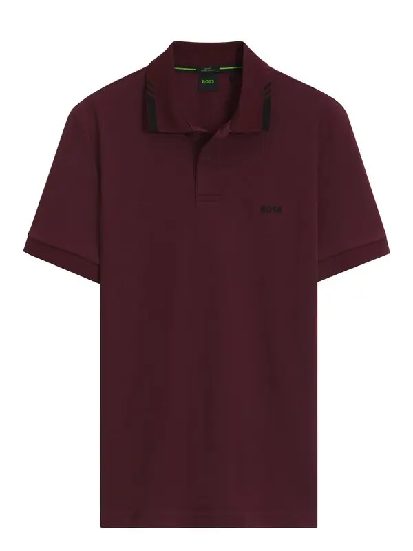 BOSS Cotton Slim-fit Polo Shirt With Contrast Trims - Dark Pink
