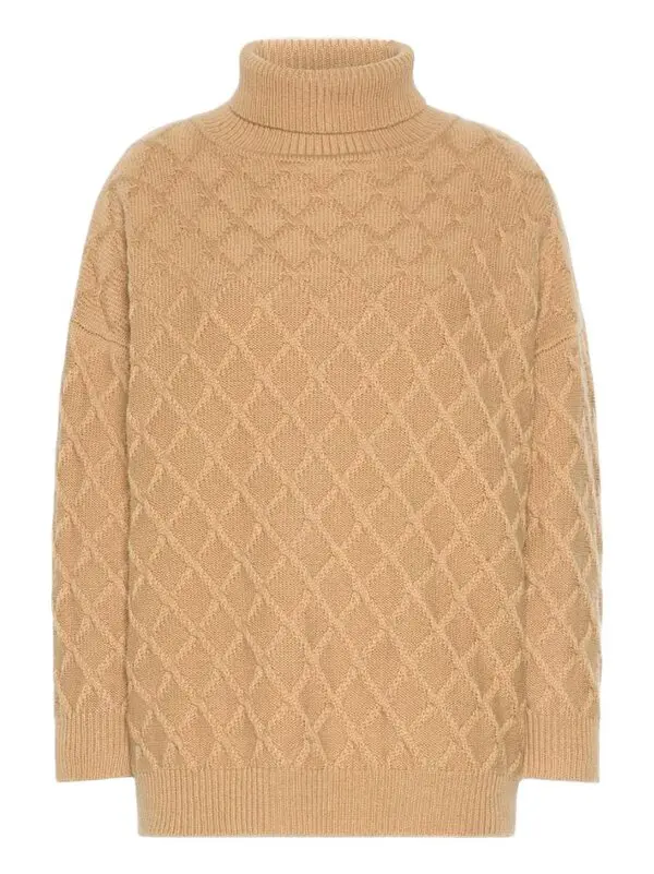 Max Mara Oversized Diamond Knit Wool And Cashmere Sweater - Camel