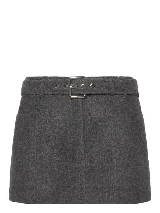Max Mara Short Pure Wool Belted Skirt - Black