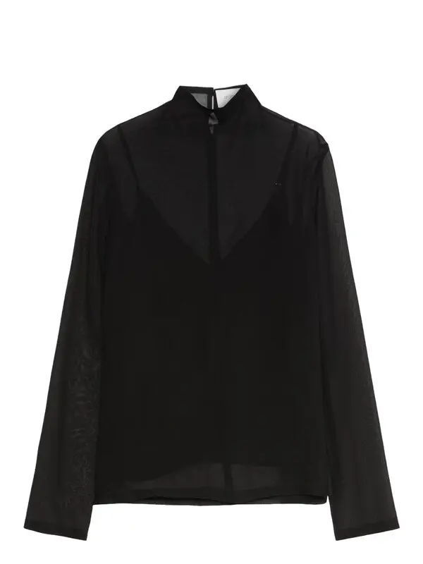 Max Mara Silk Georgette Blouse With Camisole - Black