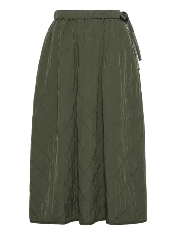 Max Mara Technical Plain-weave Fabric Flared Midi Skirt - Kaki