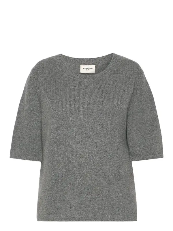 Max Mara Cashmere Yarn Jumper With Crew Neck And Short Sleeves - Dark Grey
