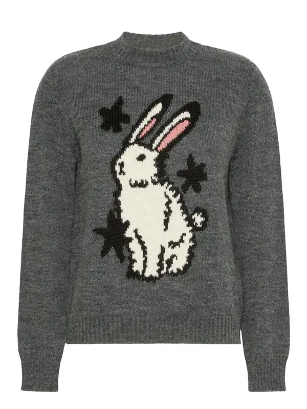 Max Mara Alpaca And Wool-blend Yarn Sweater With Intarsia Motif - Medium Grey