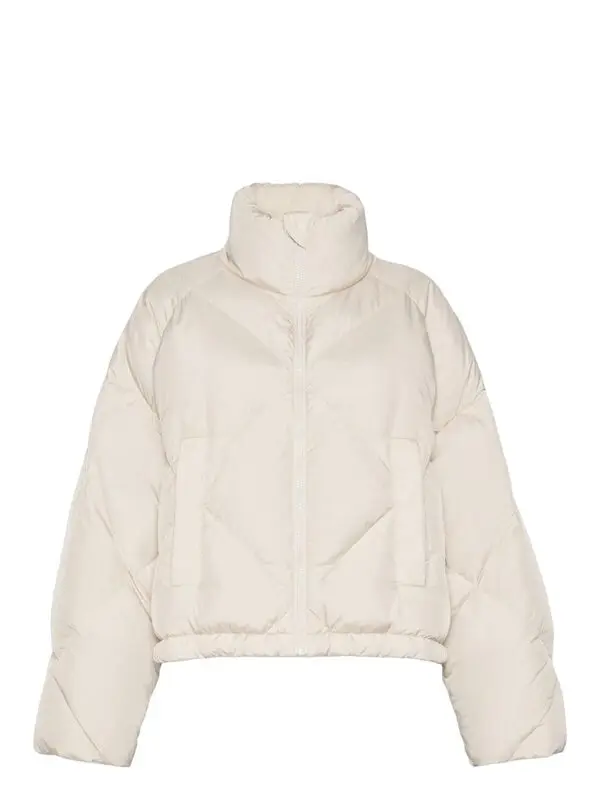 Max Mara Diamond-quilted Down Jacket With Stand Collar - Ivory
