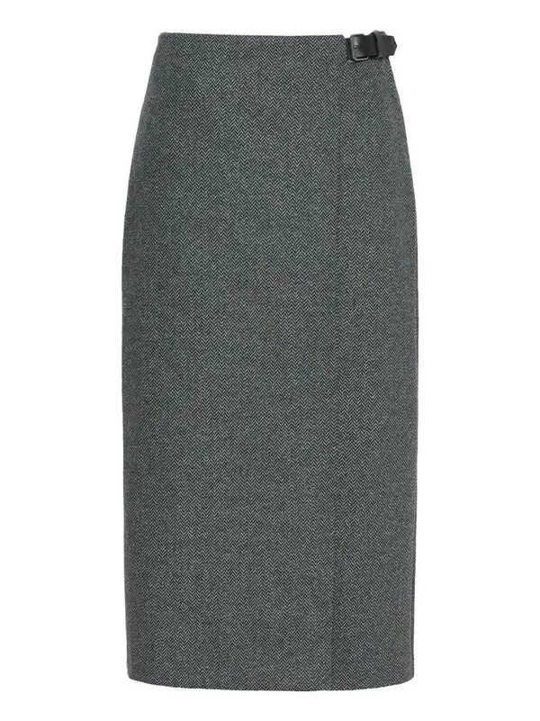 Max Mara Jacquard Jersey Wrap Skirt - Medium Grey