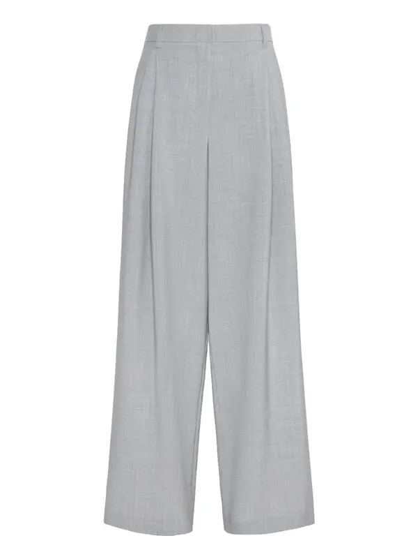 Max Mara Wide-leg Wool Trousers - Light Grey