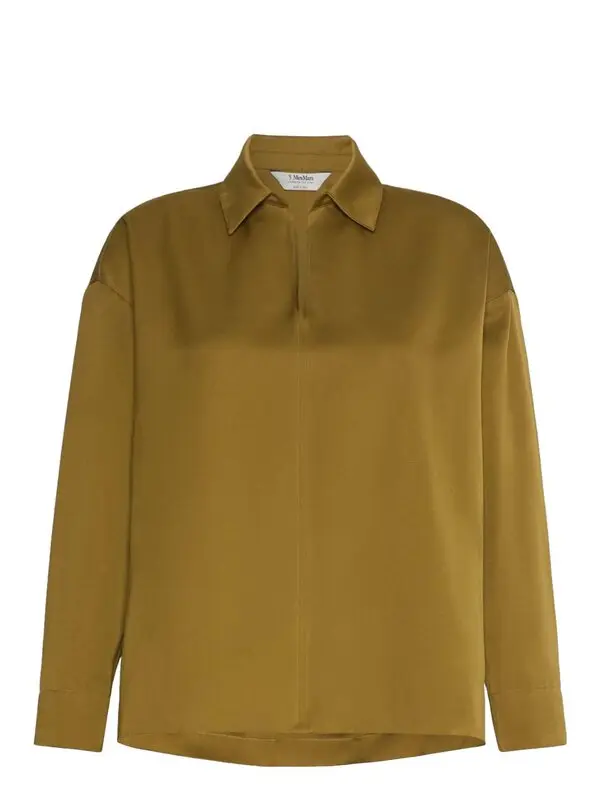 Max Mara Cotton-blend Satin Blouse With Removable Embroidery - Mustard
