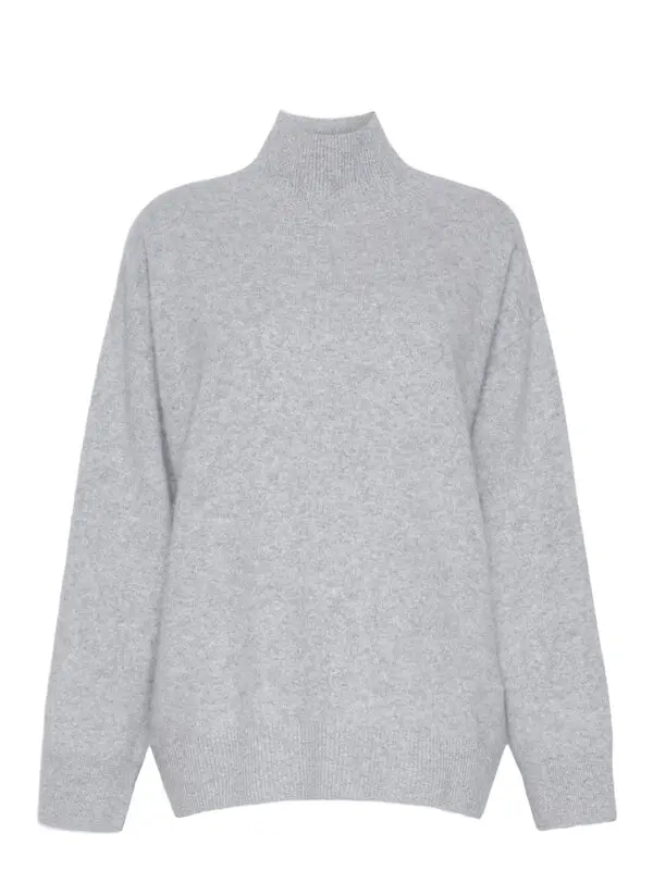 Max Mara Brushed Wool Polo-neck Sweater - Medium Grey