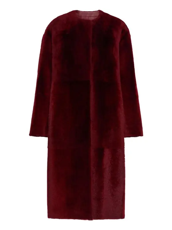 Max Mara Sheepskin Midi Coat - Bordeaux