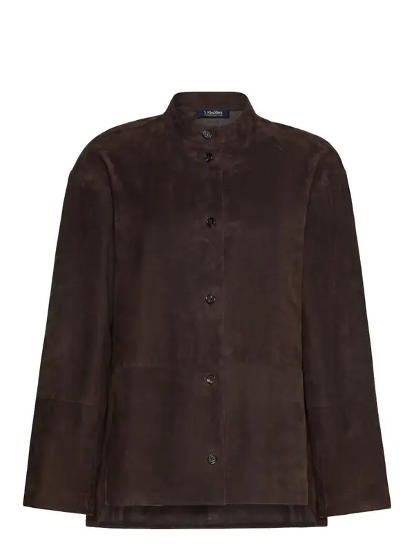 Max Mara Suede Mandarin-neck Jacket - Brown