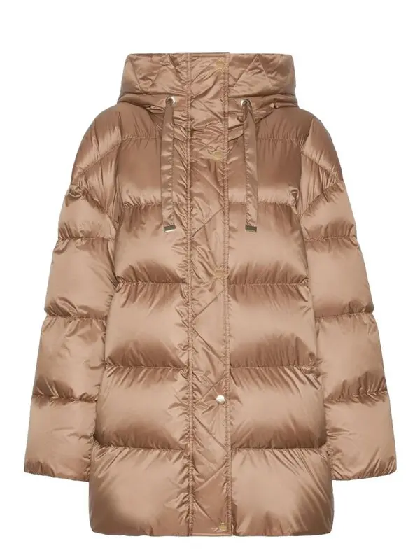 Max Mara Padded Puffer Jacket With Drawstring Hood - Camel