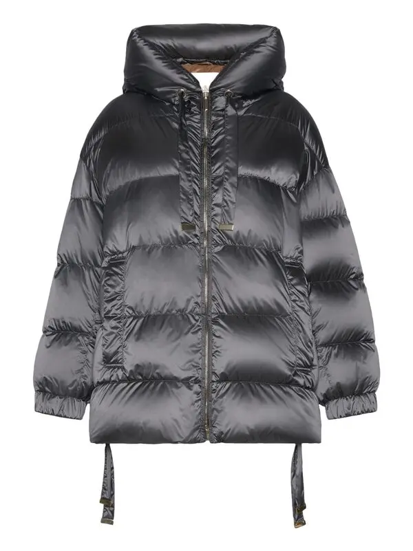 Max Mara Hooded Puffer Jacket In Water-repellent Fabric - Medium Grey