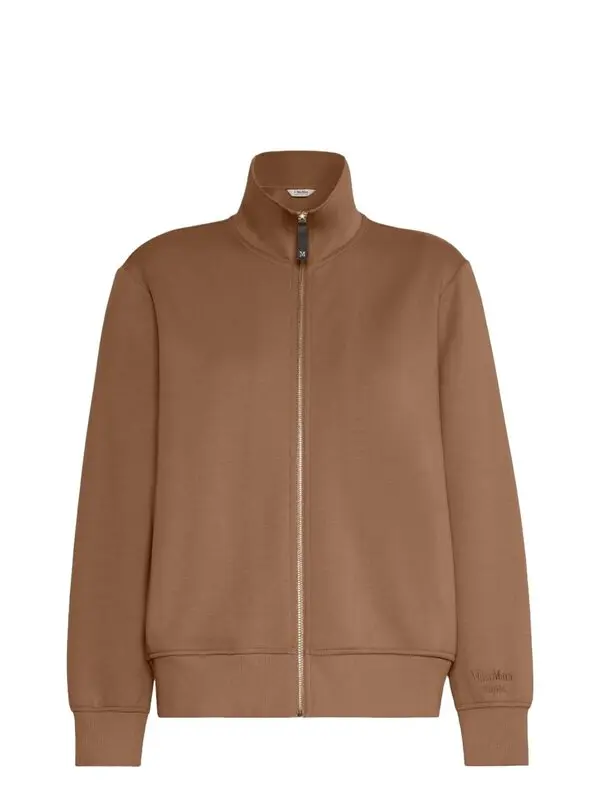 Max Mara Technical Cotton Jersey Zip-up Sweatshirt - Camel