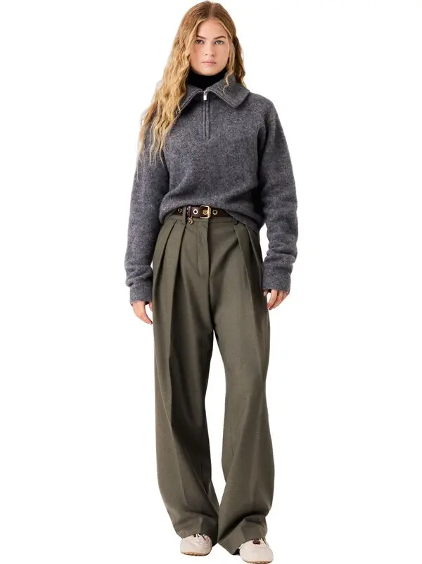 Maje Zip-neck Yak Sweater - Grey