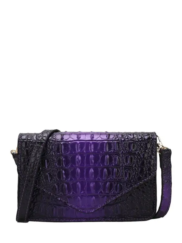MKF COLLECTION - J'OMOR Vanta Croc-embossed Saddle Bag - Purple
