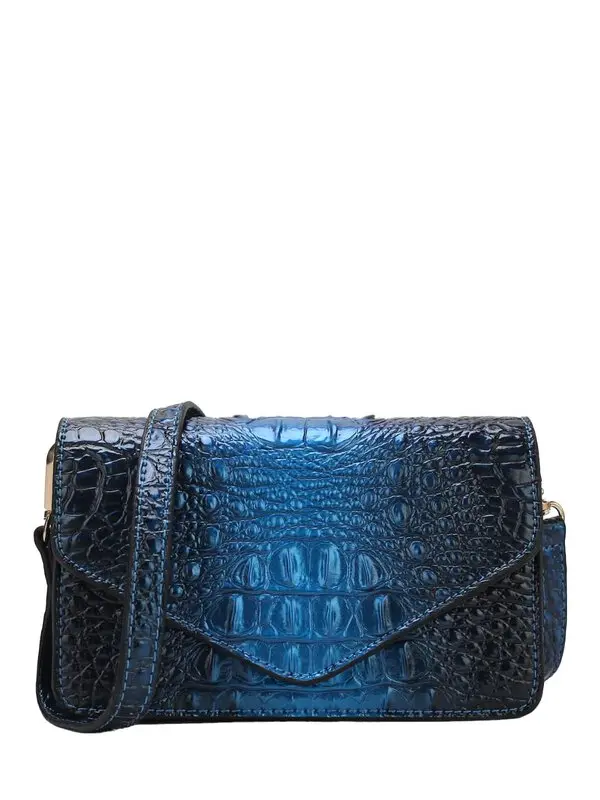 MKF COLLECTION - J'OMOR Vanta Croc-embossed Saddle Bag - Blue