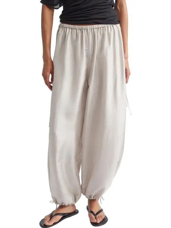 ST. AGNI Adjustable Silk Balloon Pants - Soft Ash