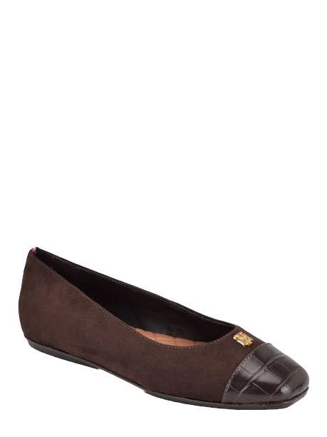 Tommy Hilfiger Bekim Flat With Croc Effect Cap Toe - Espresso