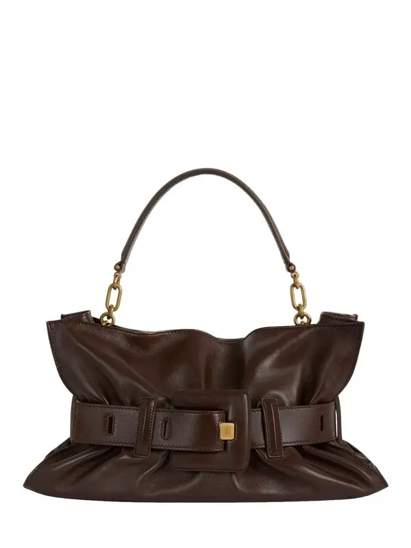 Balmain Anthem Medium Smooth Calfskin Bag - Dark Brown