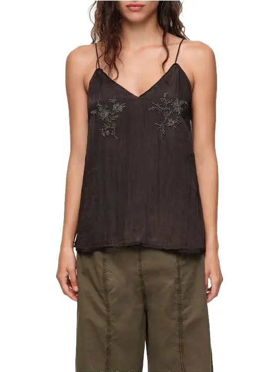 Bimba Y Lola Straight Top With Embellished V-neckline - Black