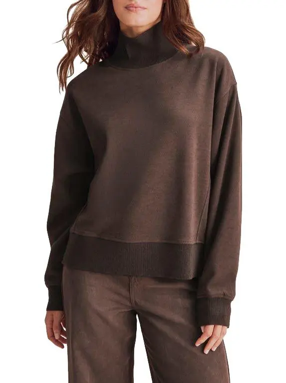 Splendid Winslow Mock Neck Pullover - Java Brown