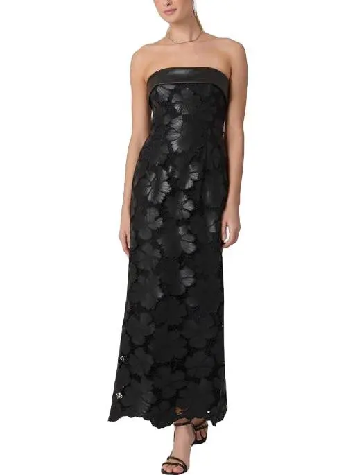 Shoshanna Leather Cut-out Lace Serena Dress - Jet