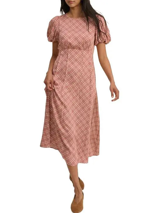 NOBODY'S CHILD Quinn Puff Sleeve Midi Dress - Multi