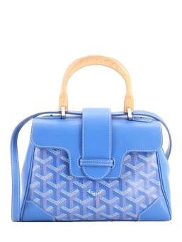 Goyard Saigon Top Handle Bag Coated Canvas With Leather Mini - Blue