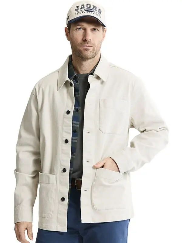 JACHS Brushed Bull Denim Chore Coat - Stone