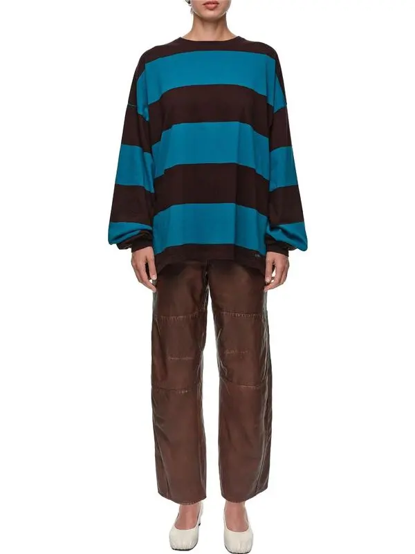 Bimba Y Lola Oversized Striped Long Sleeve T-shirt - Teal