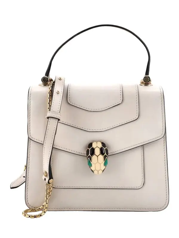 BVLGARI Serpenti Forever Top Handle Bag Leather Small - White