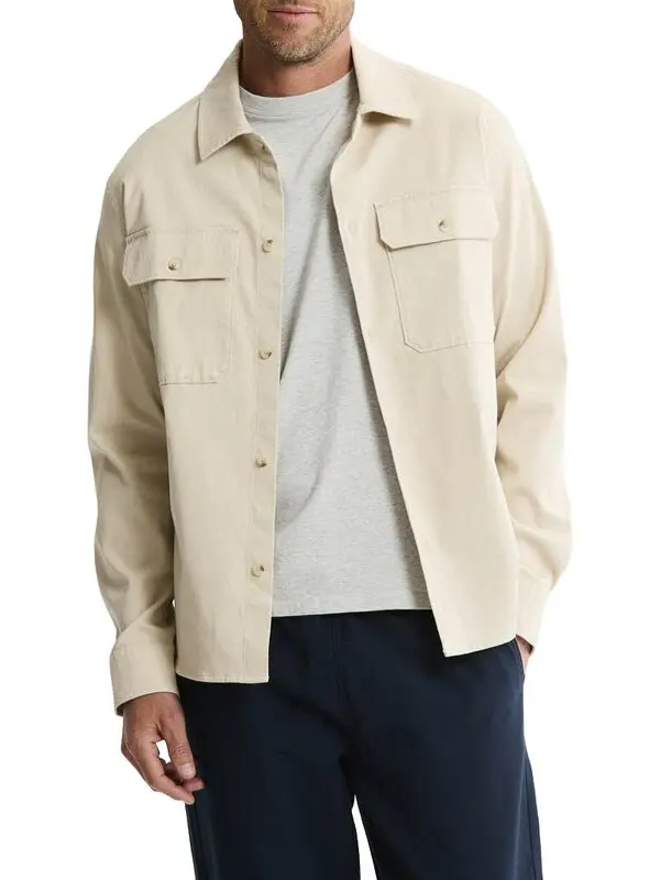 JACHS Cotton & Silk Stretch Overshirt - Tan