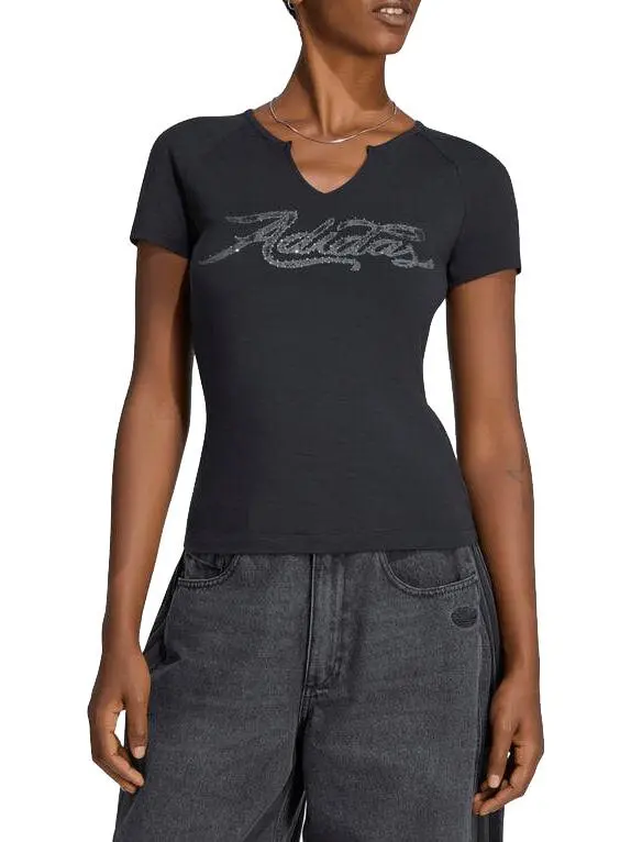 ADIDAS ORIGINALS Crystal Logo Graphic Slim T-shirt - Black
