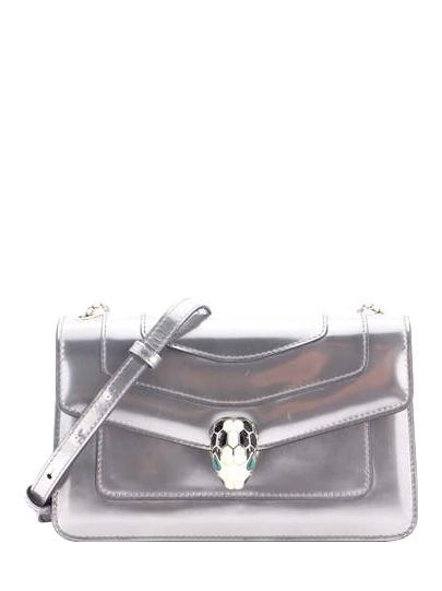 BVLGARI Serpenti Forever Shoulder Bag Metallic Leather Small - Metallic Silver