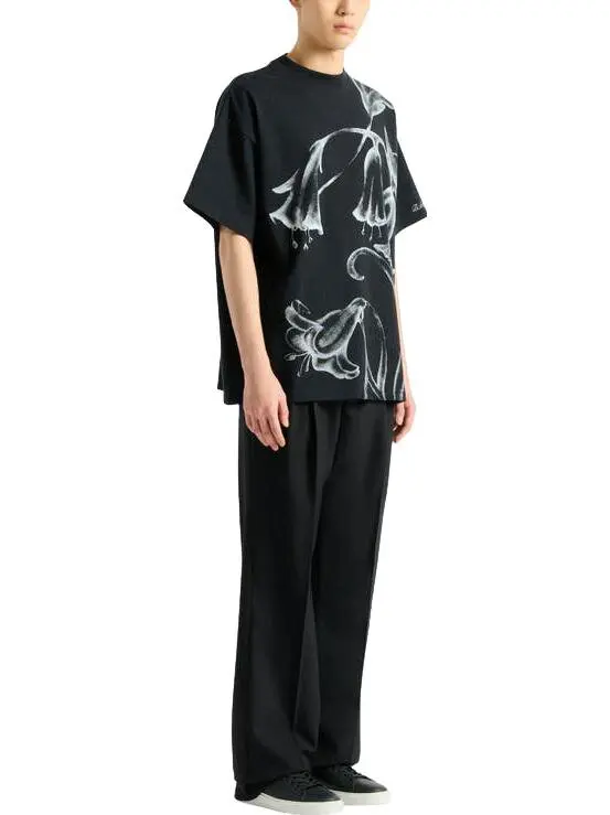 Balmain Printed Flower T-shirt - Black