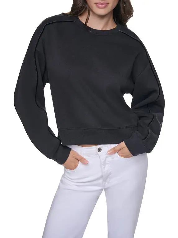 Dkny Logo Cotton Blend Sweatshirt - Black
