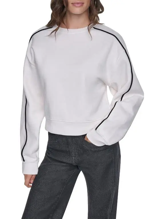 Dkny Logo Cotton Blend Sweatshirt - Ivory