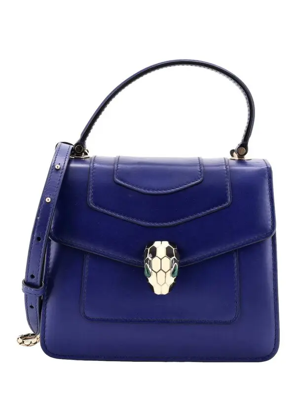 BVLGARI Serpenti Forever Top Handle Bag Leather Small - Blue