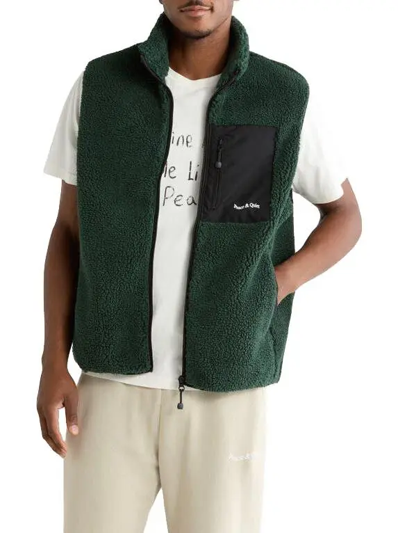 MUSEUM OF PEACE & QUIET Wordmark Fleece Vest - Pine