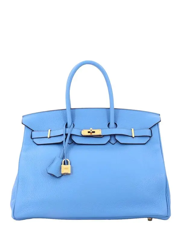 Hermès Birkin Handbag Clemence With Gold Hardware 35 - Blue