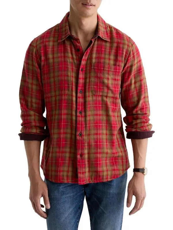 Ag Matteo Reversible Plaid Shirt - Red Multi