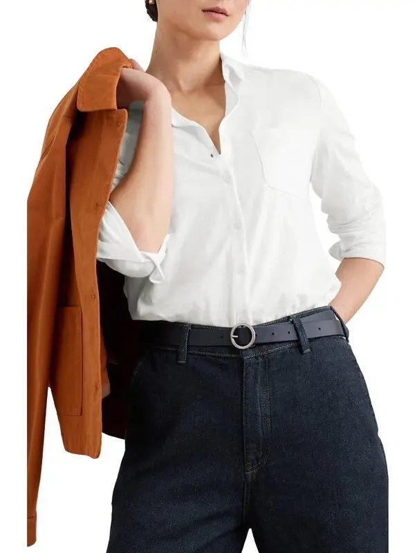 SEASALT CORNWALL Organic Cotton Knit Button-up Shirt - Salt