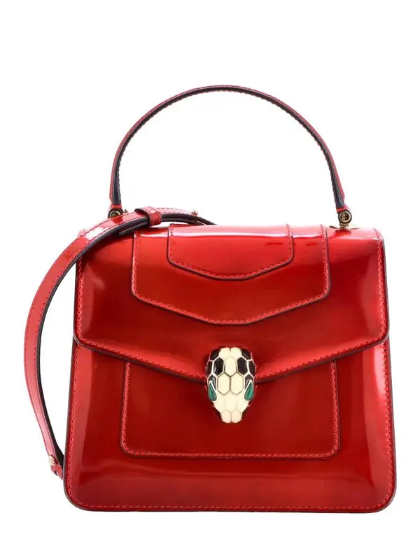 BVLGARI Serpenti Top Handle Bag Patent Small - Red