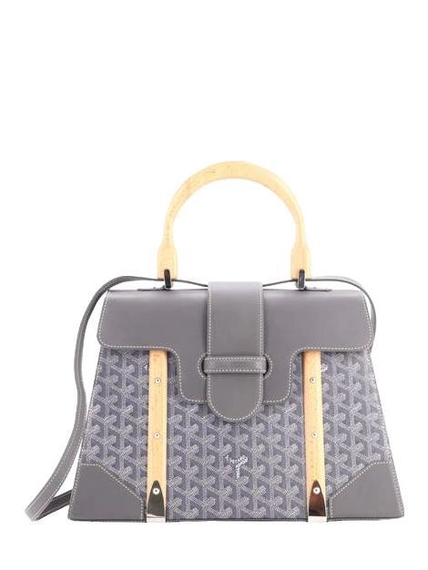 Goyard Saigon Top Handle Bag Coated Canvas With Leather Mm - Grey