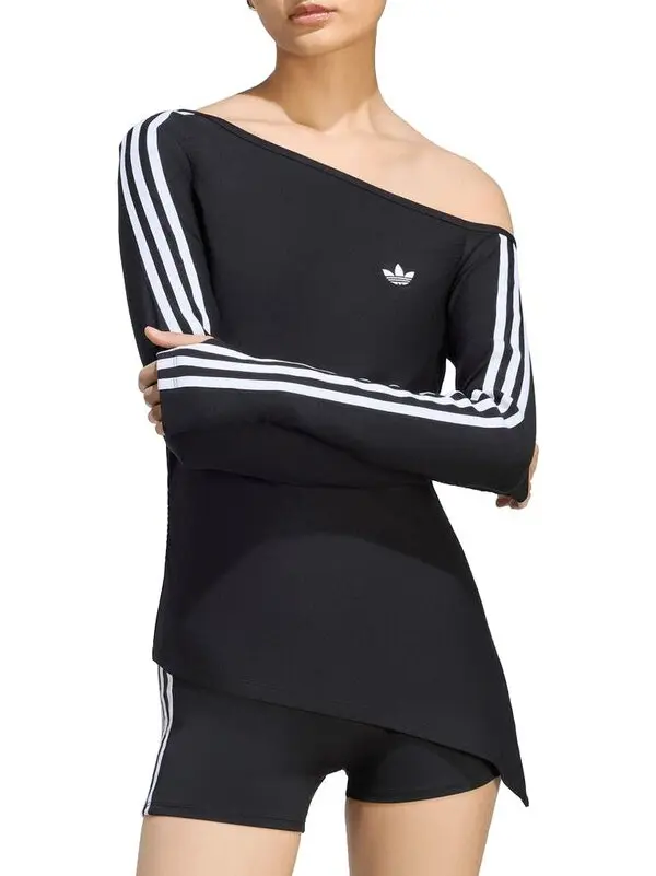 ADIDAS ORIGINALS Asymmetric One-shoulder Top - Black