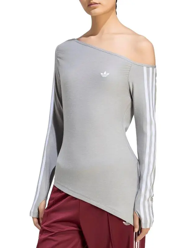 ADIDAS ORIGINALS Asymmetric One-shoulder Top - Greyheather