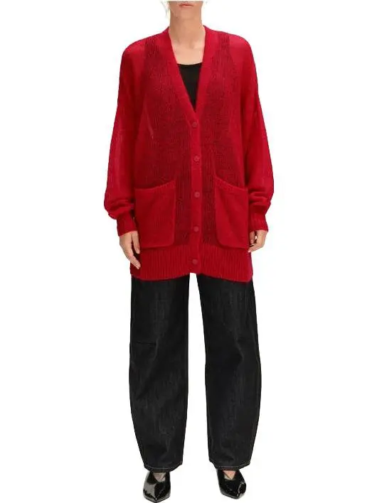 Bimba Y Lola Long Mohair Cardigan - Red
