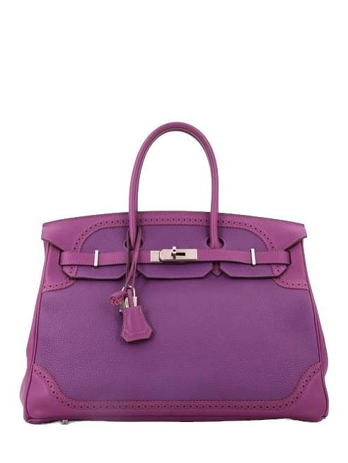 Hermès Birkin Ghillies Bag Purple Togo And Swift With Palladium Hardware 35 - Red