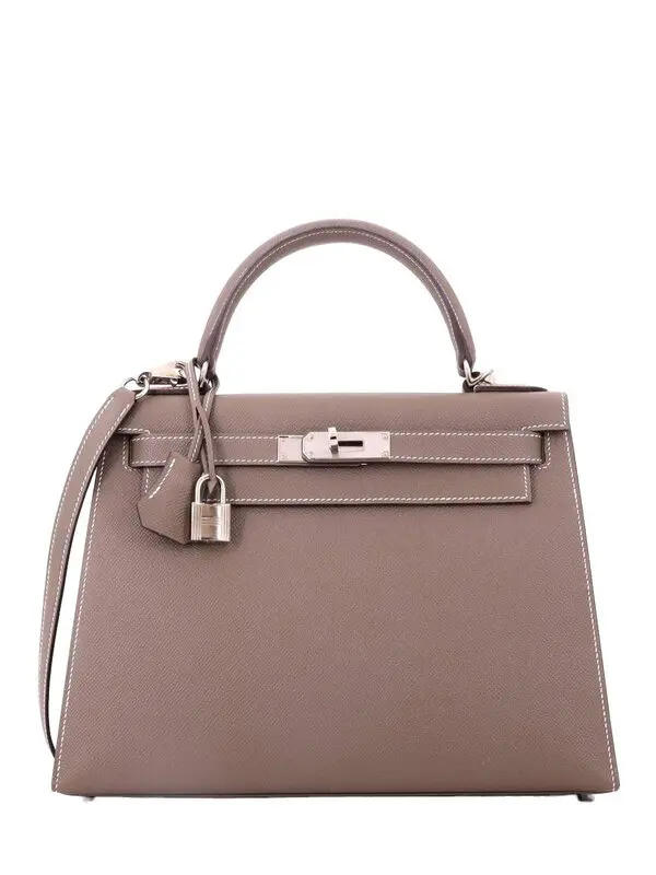 Hermès Kelly Handbag Epsom With Palladium Hardware 28 - Grey