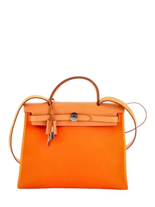 Hermès Herbag Zip Leather And Toile 31 - Orange